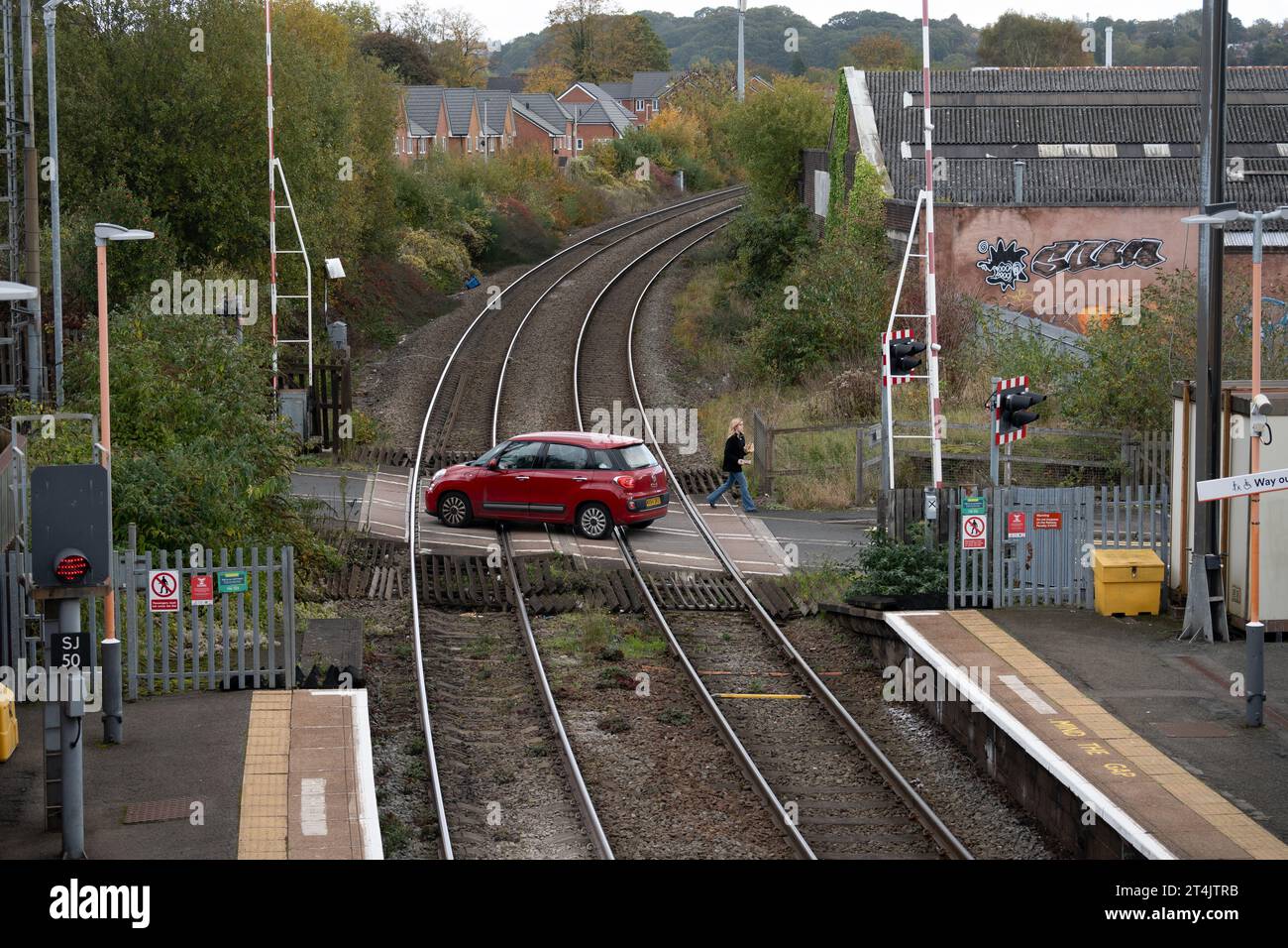 A level crossing by Cradley Heath railway station, West Midlands ... A level crossing by Cradley Heath railway station, West Midlands ...