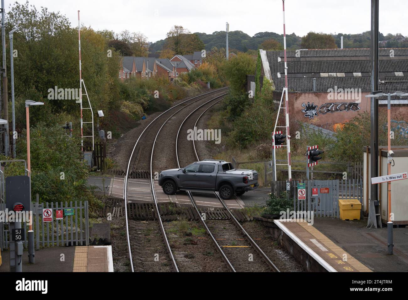 A level crossing by Cradley Heath railway station, West Midlands ... A level crossing by Cradley Heath railway station, West Midlands ...