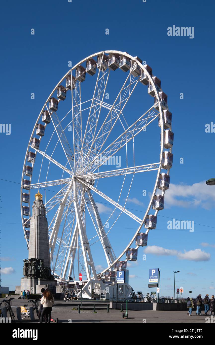 A large ferris wheel in city square in Brussels, Belgium Stock Photo ...