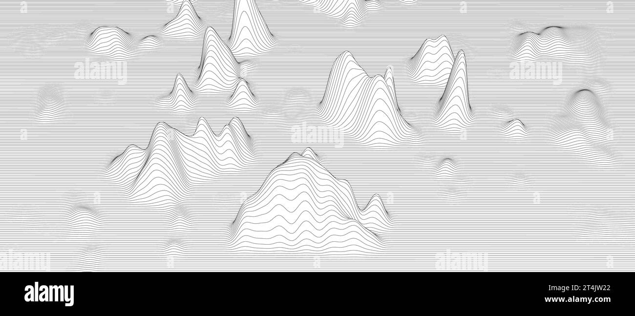 Monochrome sound line waves abstract background . Distorted line shapes ...