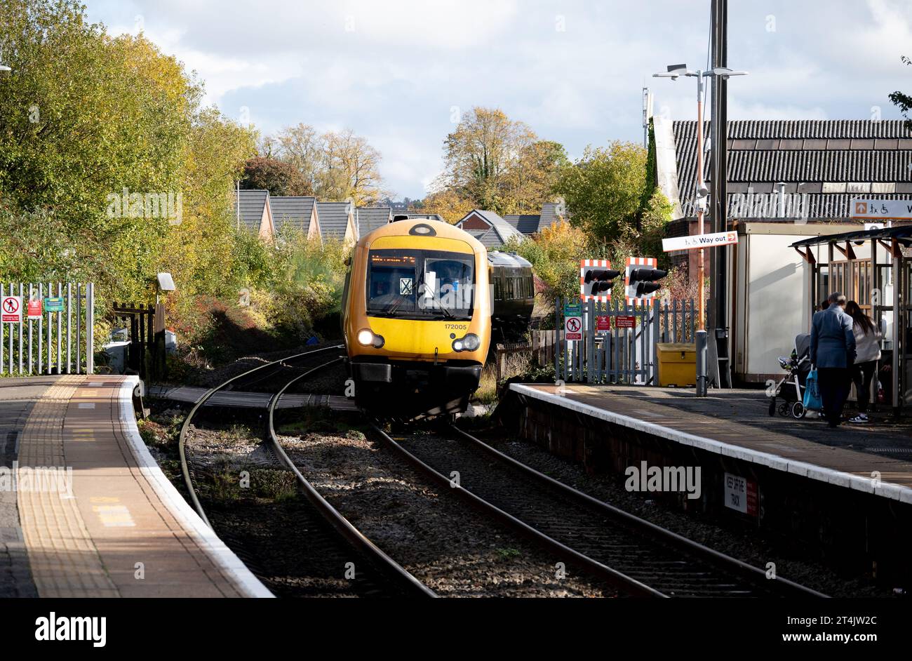 West Midlands Railway class 172 diesel train arriving at Cradley Heath ...