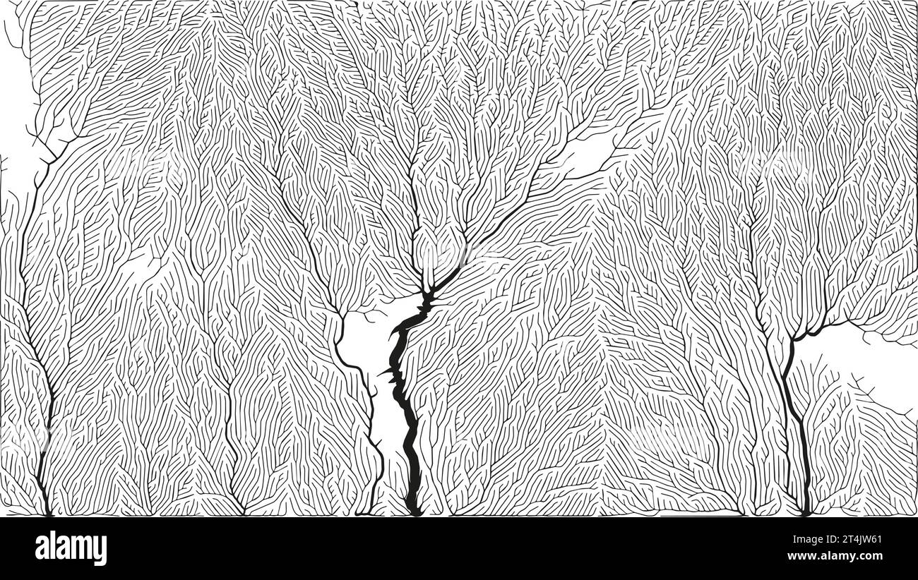 Growth pattern. Generative branching structure. Organic net of vessels ...