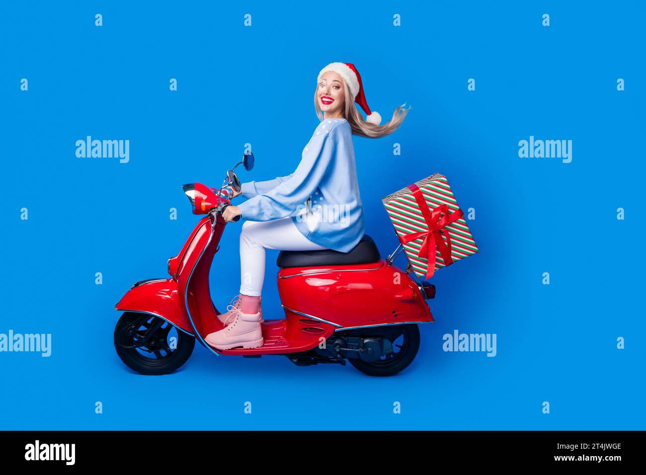 Full body profile illustration of crazy rider delivery expensive gift ...