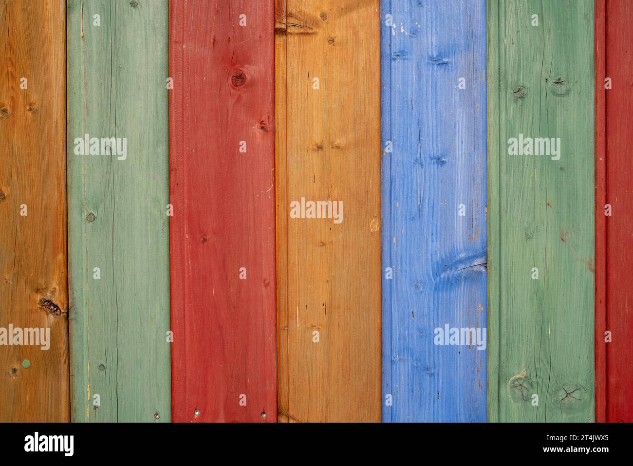 Wooden wall made of colored boards as background or texture Stock Photo ...