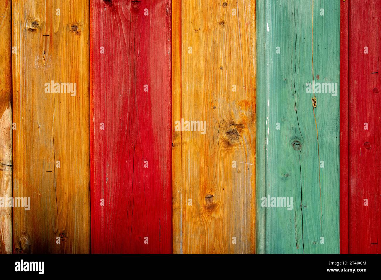 Wooden wall made of colored boards as background or texture Stock Photo ...