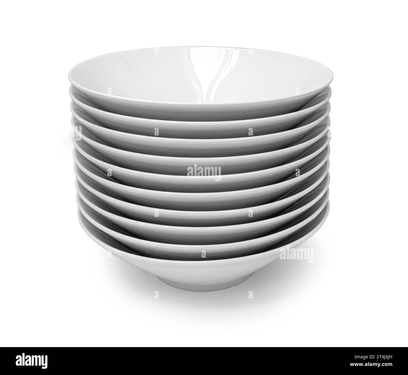 a stack of white plates isolated on white background with clipping path ...