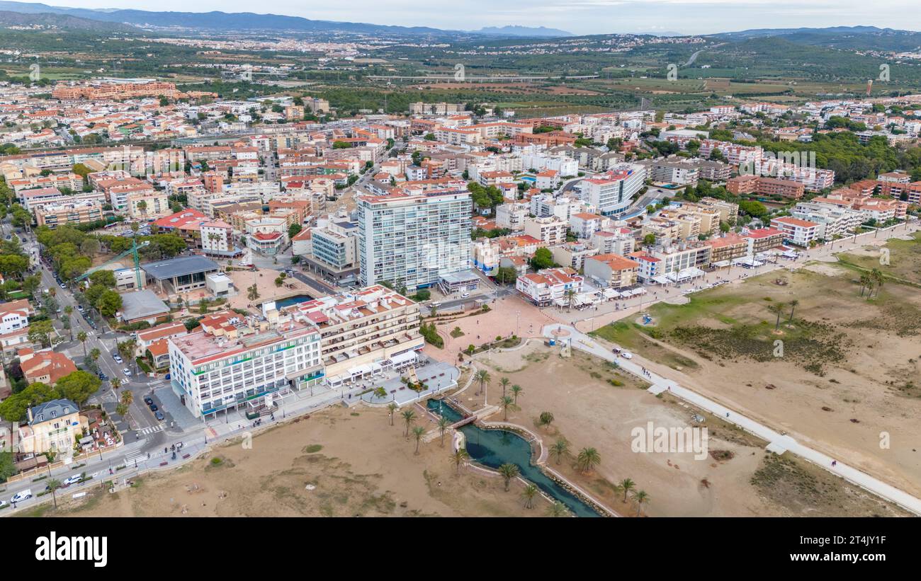 Aerial drone photo of the Spanish coastal town named Coma-Ruga in ...