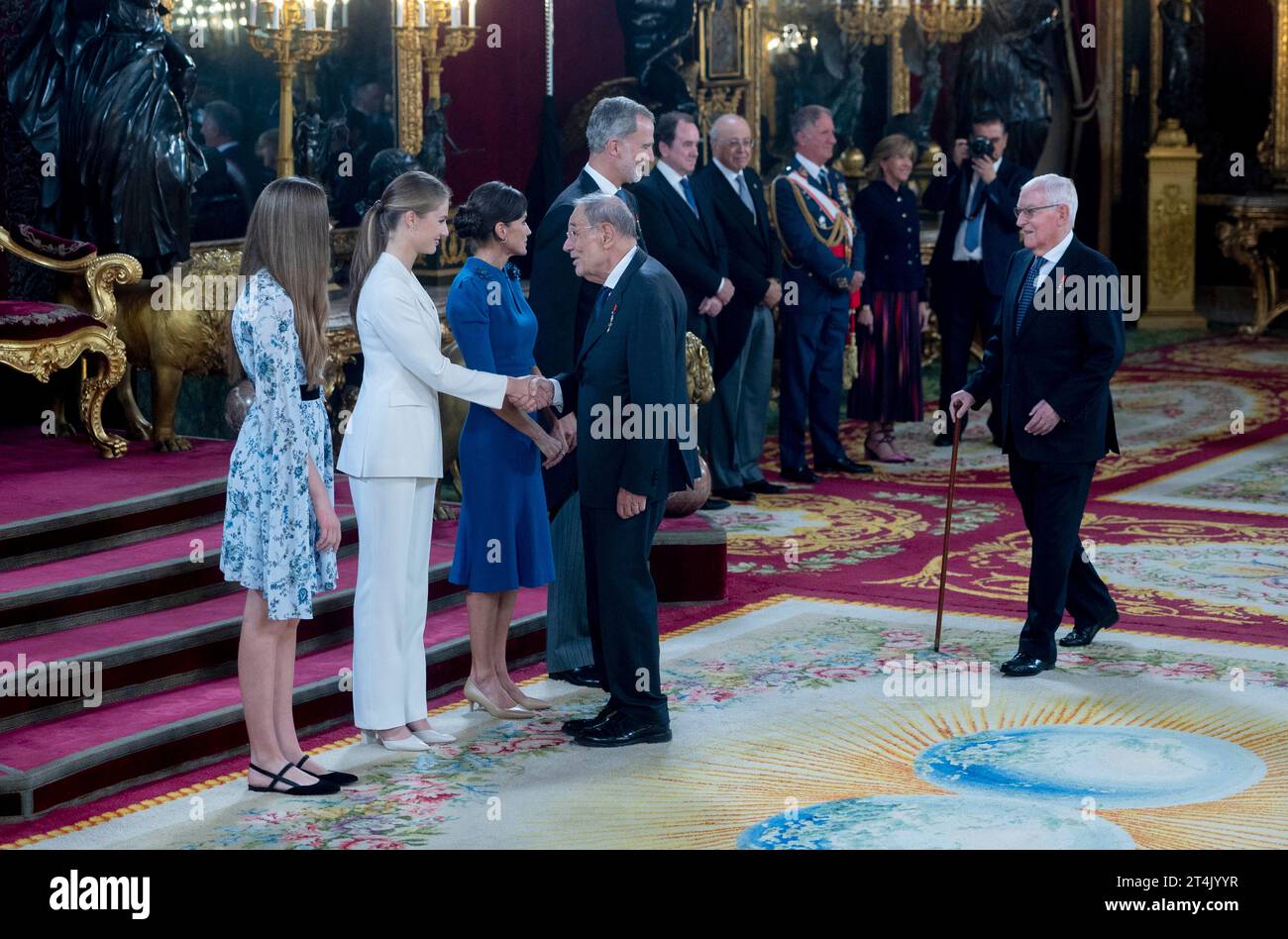 Princess Leonor (2l) greets the former High Representative of the ...