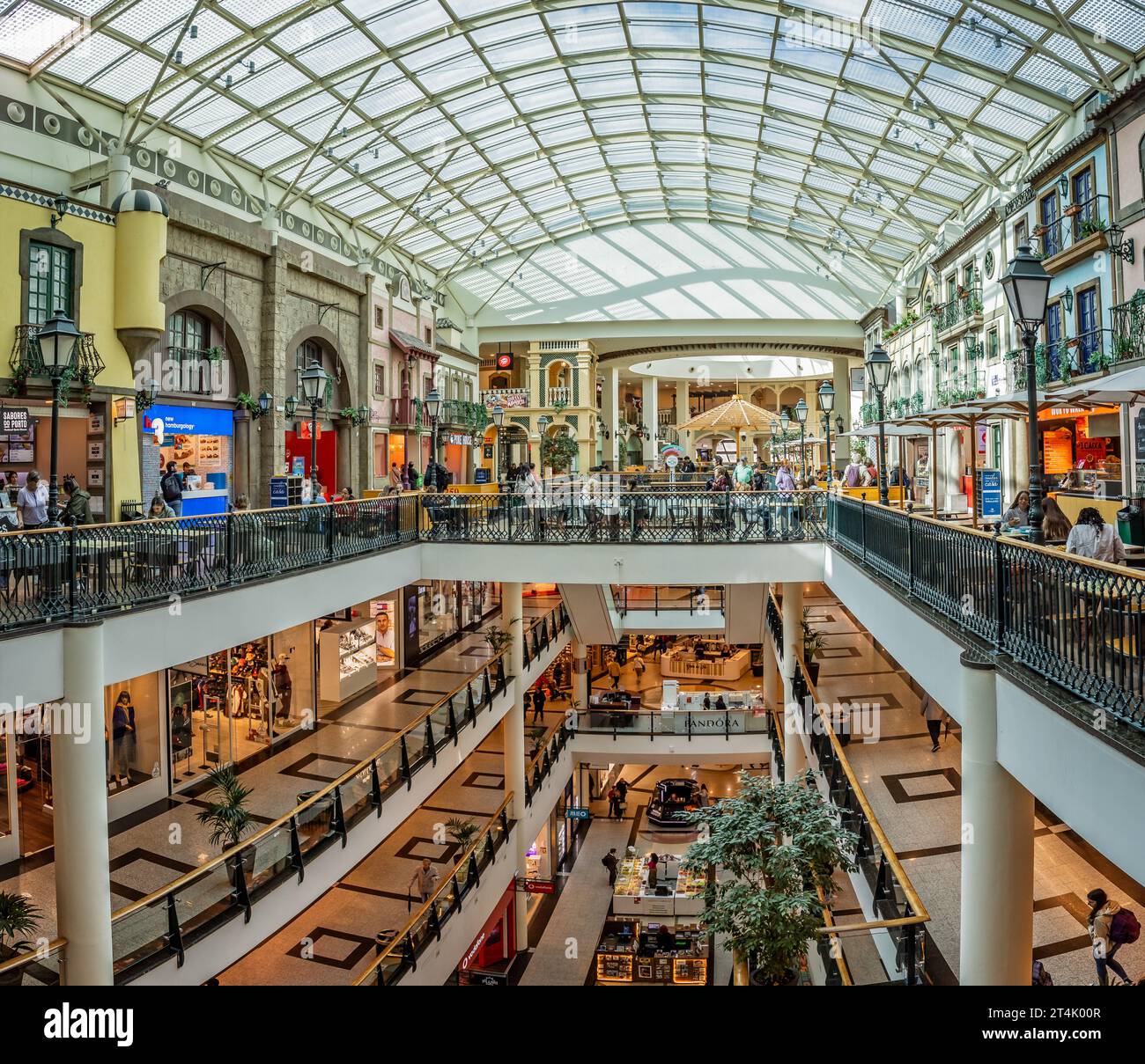 Interior of the ViaCatarina shopping Mall in Porto, Portugal on 20 ...