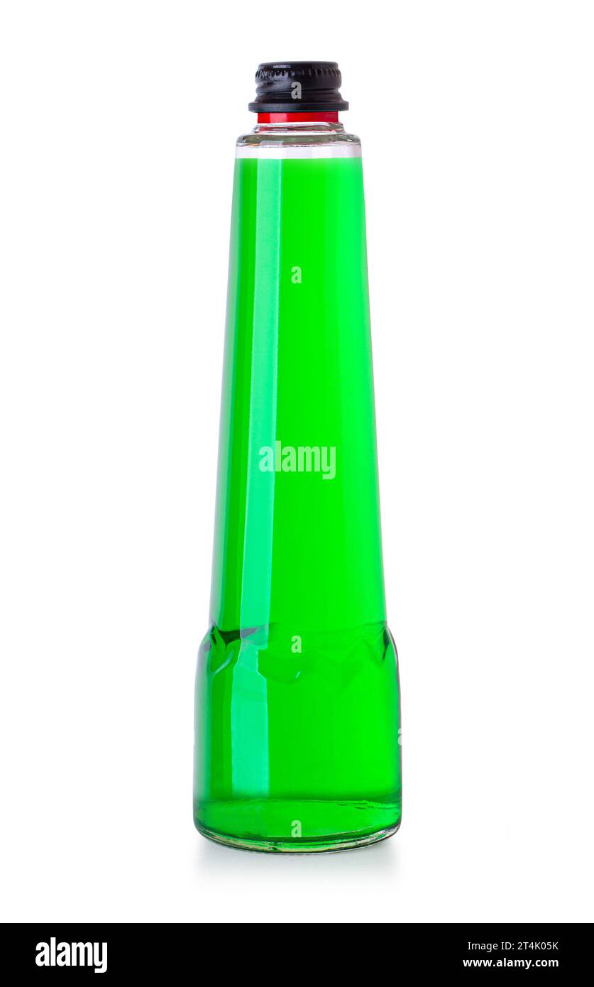 bottle with tasty drink isolated on white background with clipping path ...