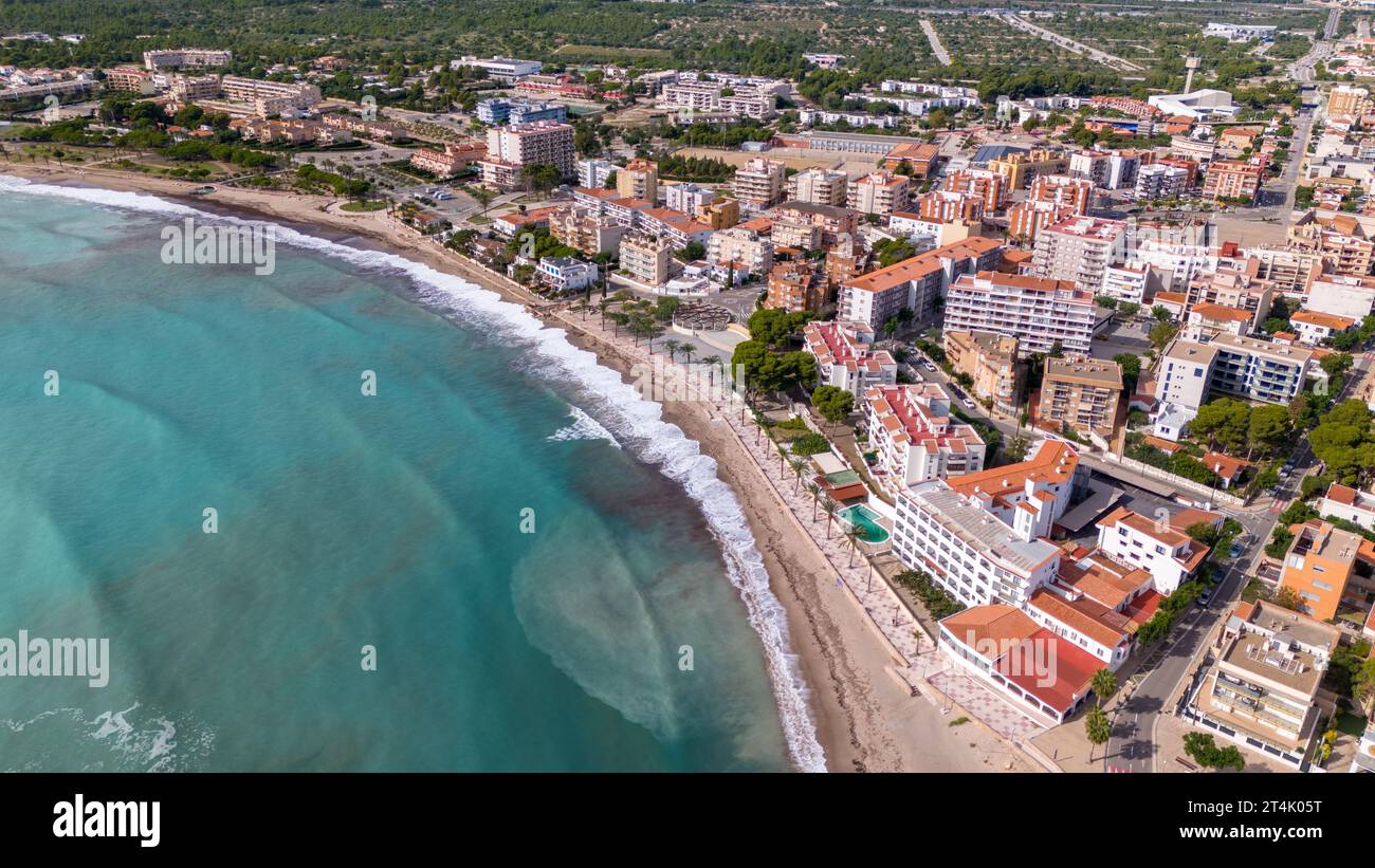 Aerial drone photo of the coastal town named L'Hospitalet de l'infant ...