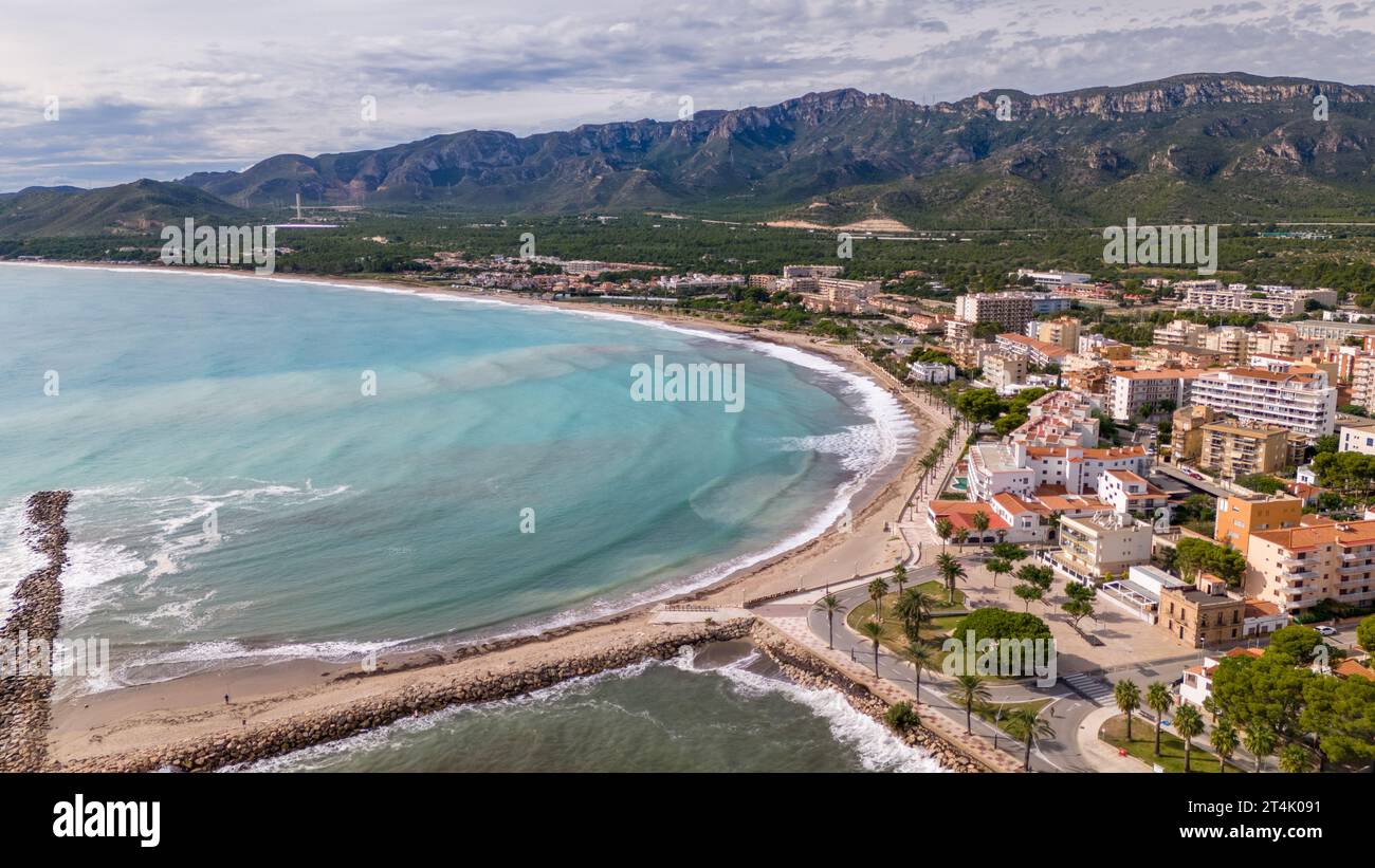 Aerial drone photo of the coastal town named L'Hospitalet de l'infant ...