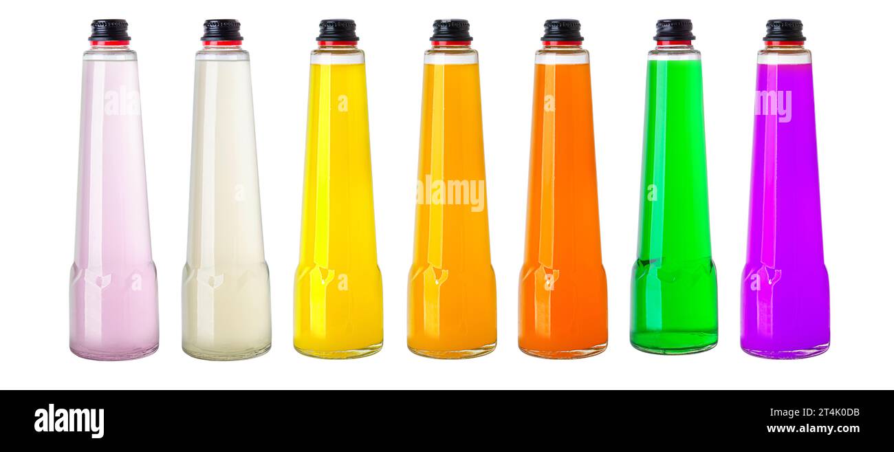 bottle with tasty drink isolated on white background with clipping path ...