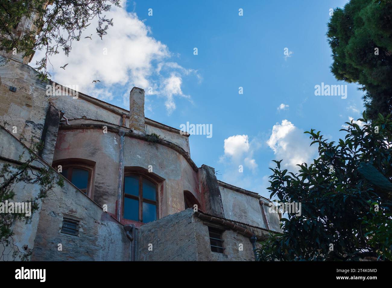 Palermo, Sicily, 2016. Low-angle shot of the monastery of the church of ...