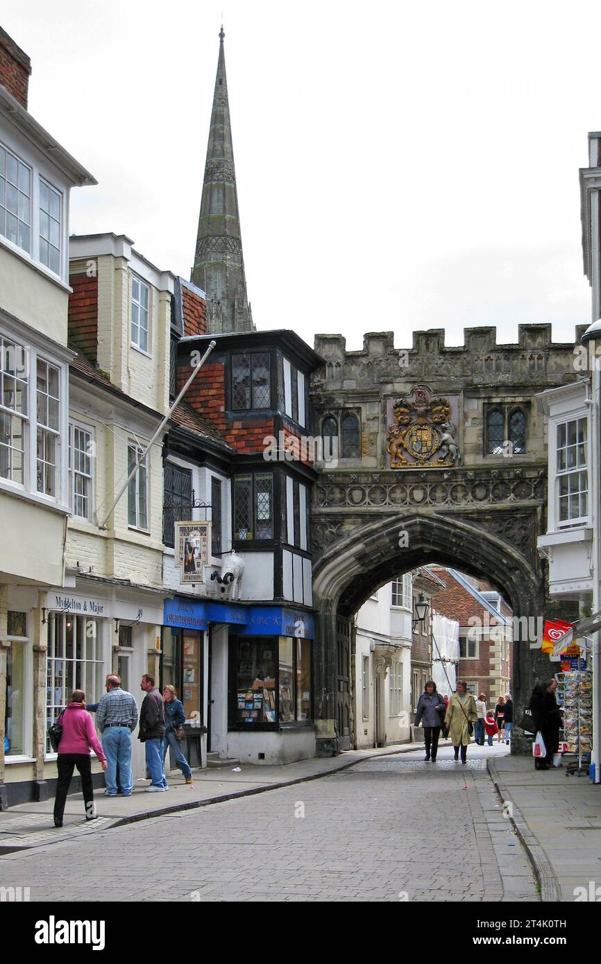 Salisbury, England - May 20 2006: The famous medieval city North Gate ...