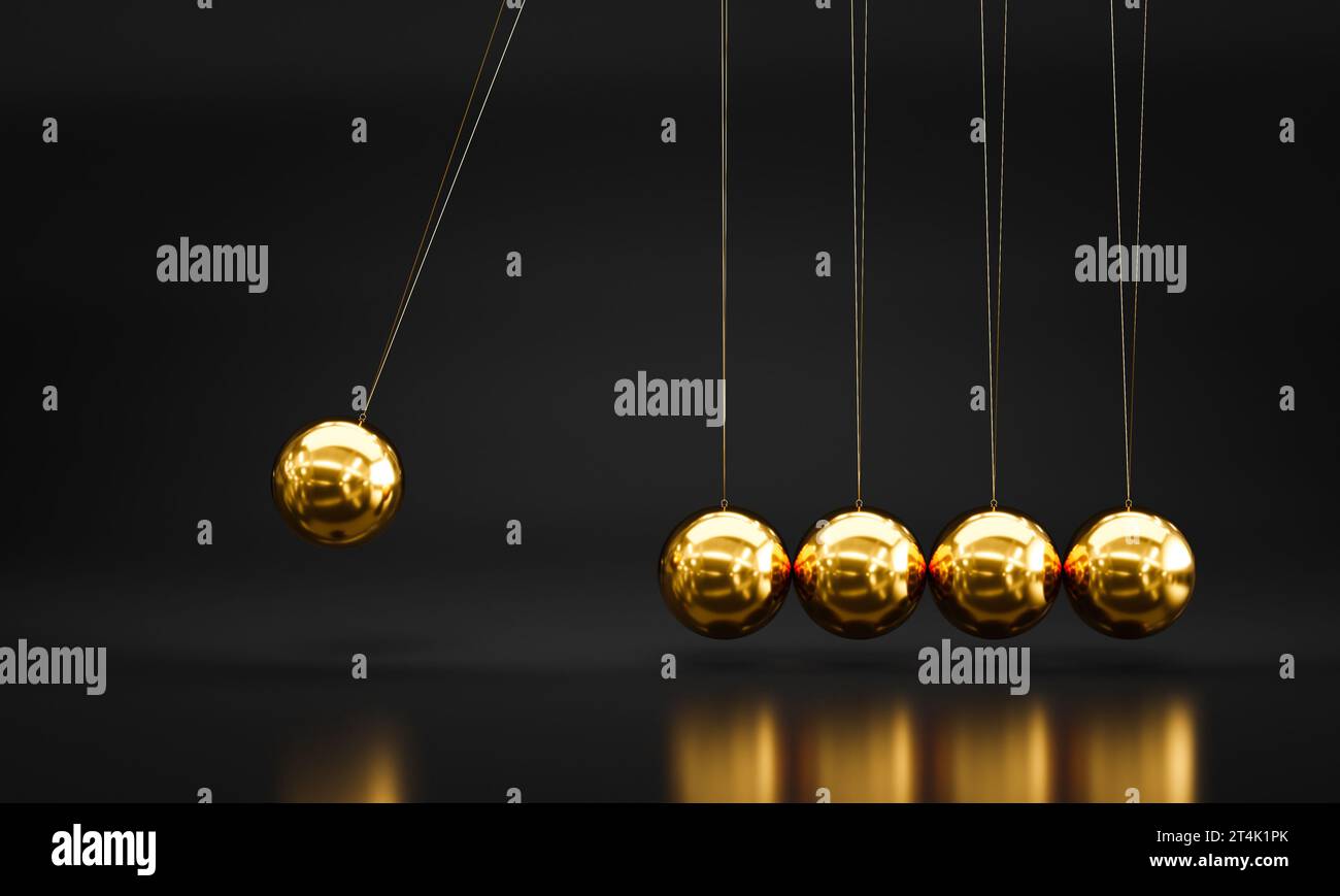 3d render of newton pendulum in gold metal background Stock Photo - Alamy