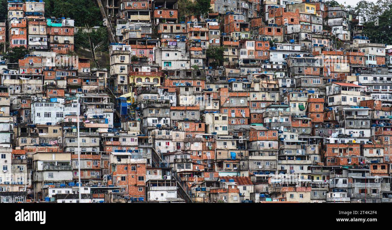 Overcrowded Rio de Janeiro Favela Depicting Social Differences in ...