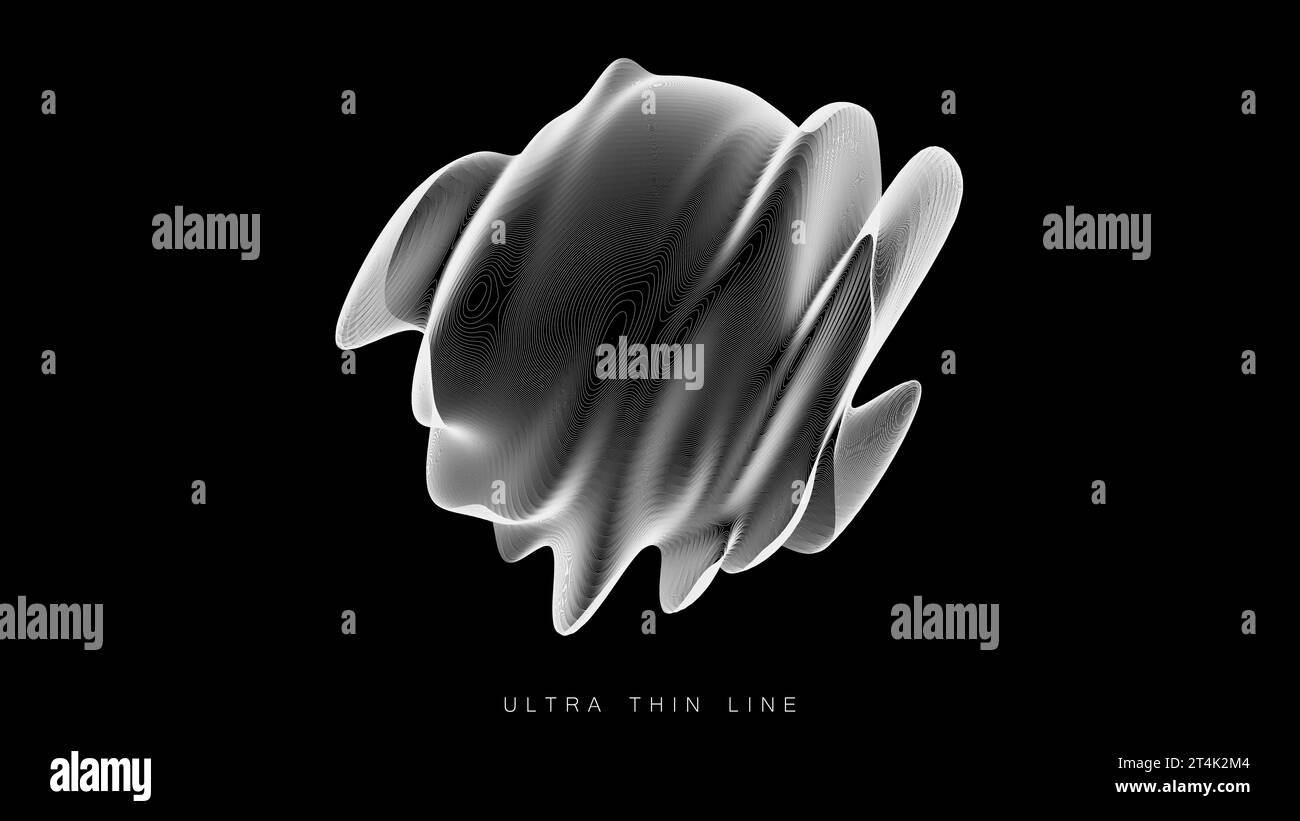 Distorted line spheres. Vector thin line glitch geometry Stock Vector ...