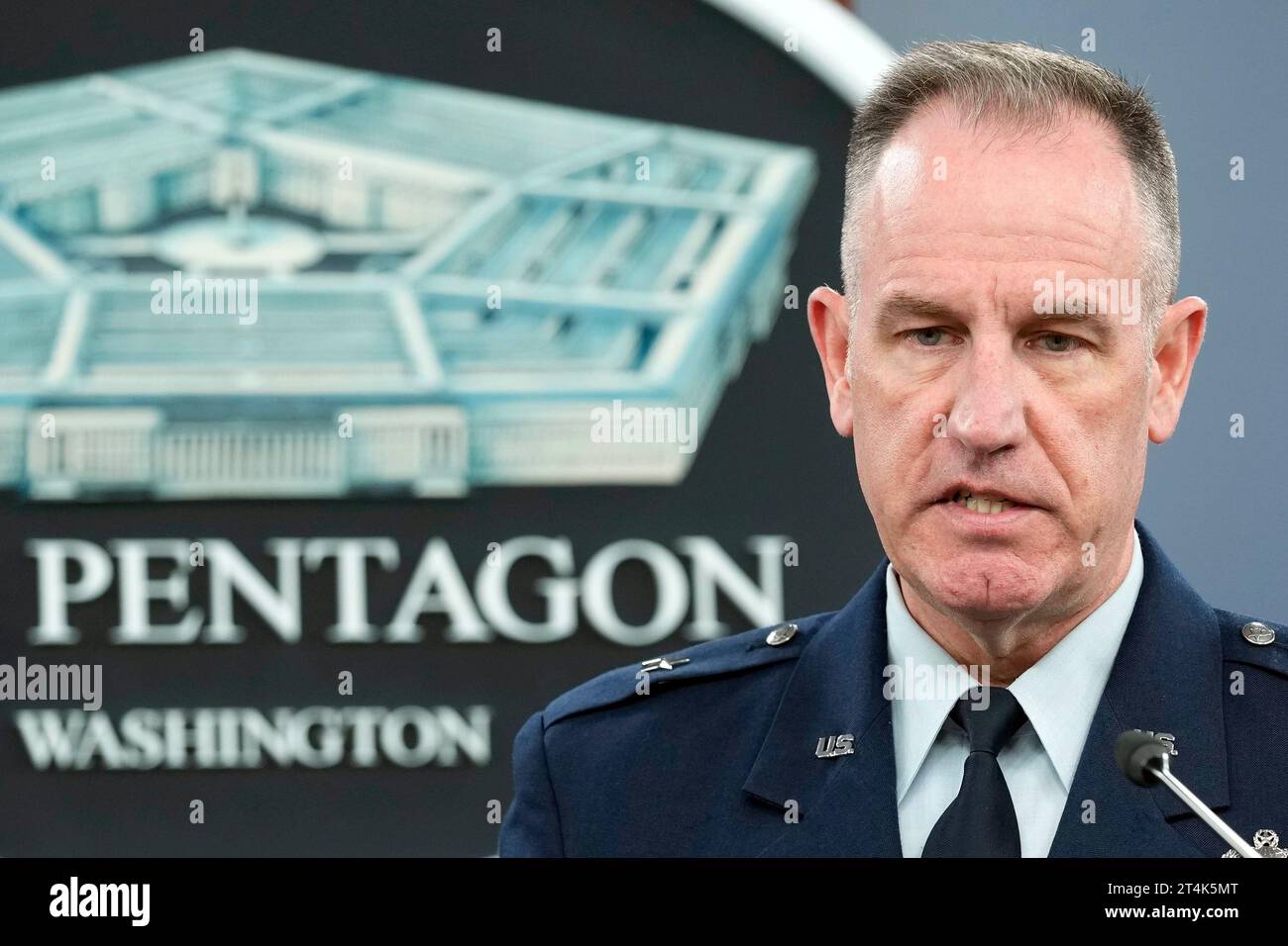 Pentagon spokesman Air Force Brig. Gen. Patrick Ryder speaks during a briefing at the Pentagon ...