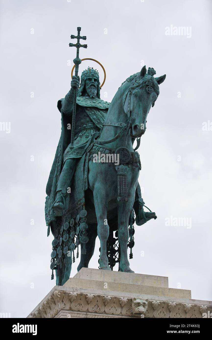 Statue of Stephen I, known as King Saint Stephen on a horse (Hungarian ...