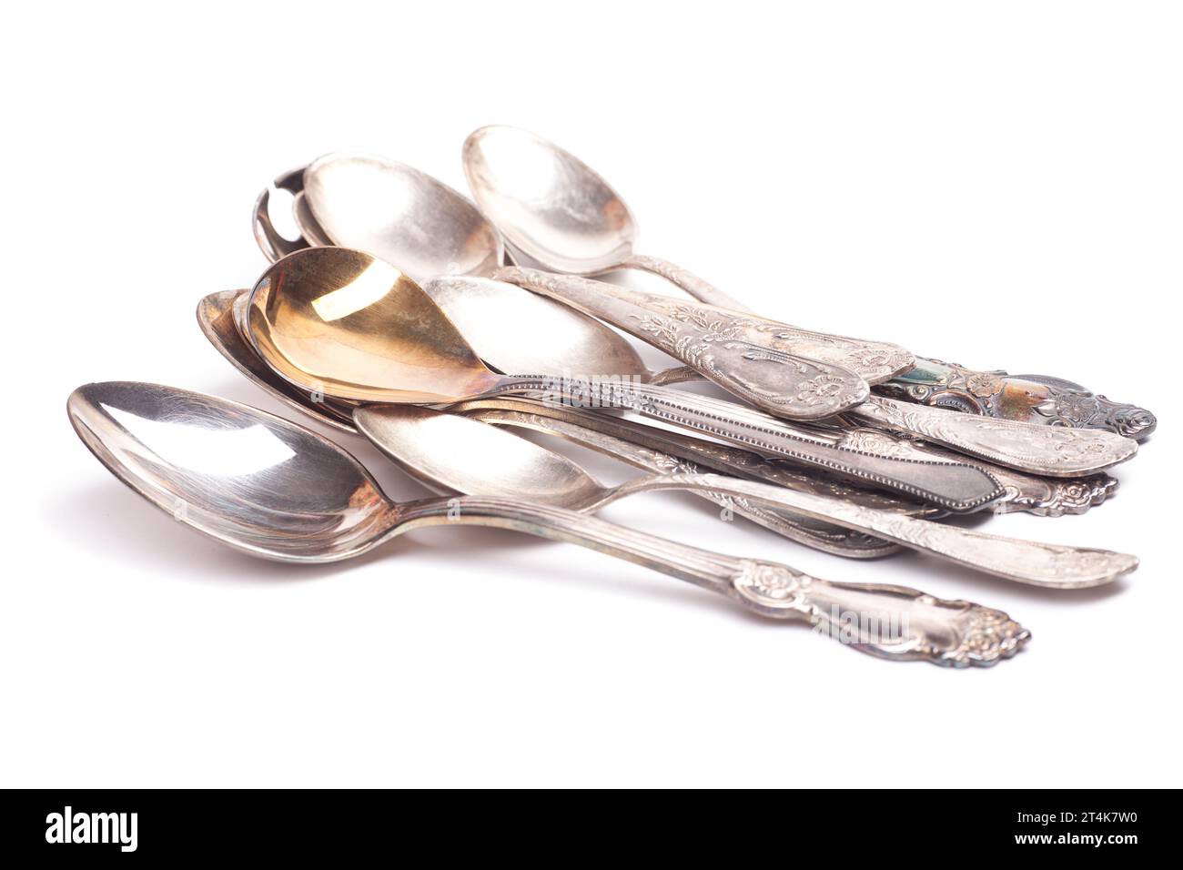 Old metal teaspoons hi-res stock photography and images - Alamy