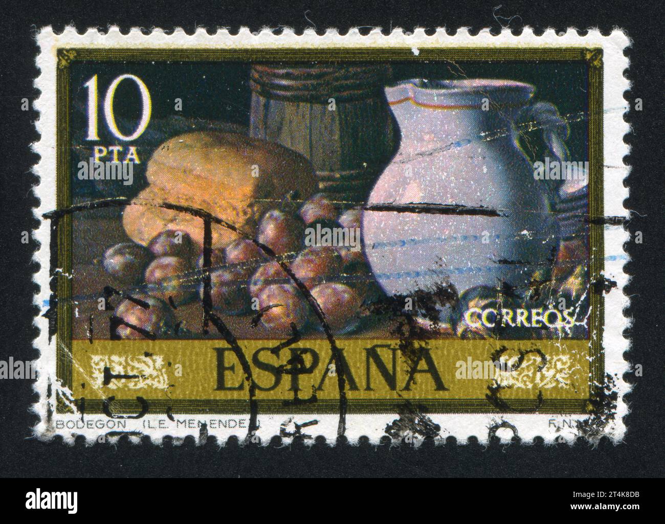 SPAIN - CIRCA 1976: stamp printed by Spain, shows Still life (L. E ...