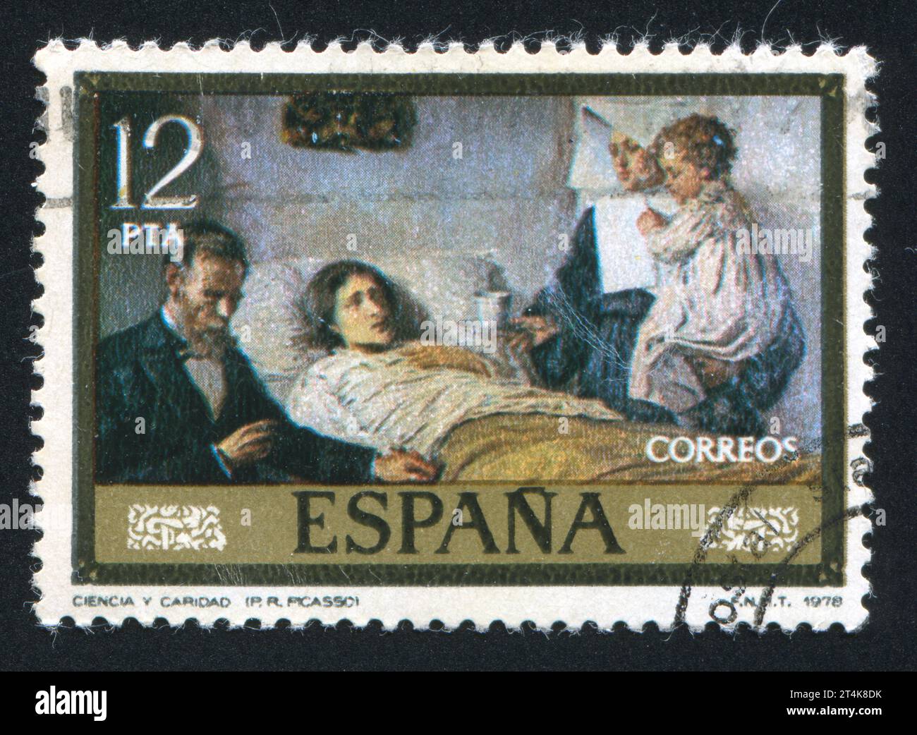 SPAIN - CIRCA 1978: stamp printed by Spain, shows Science and Charity ...