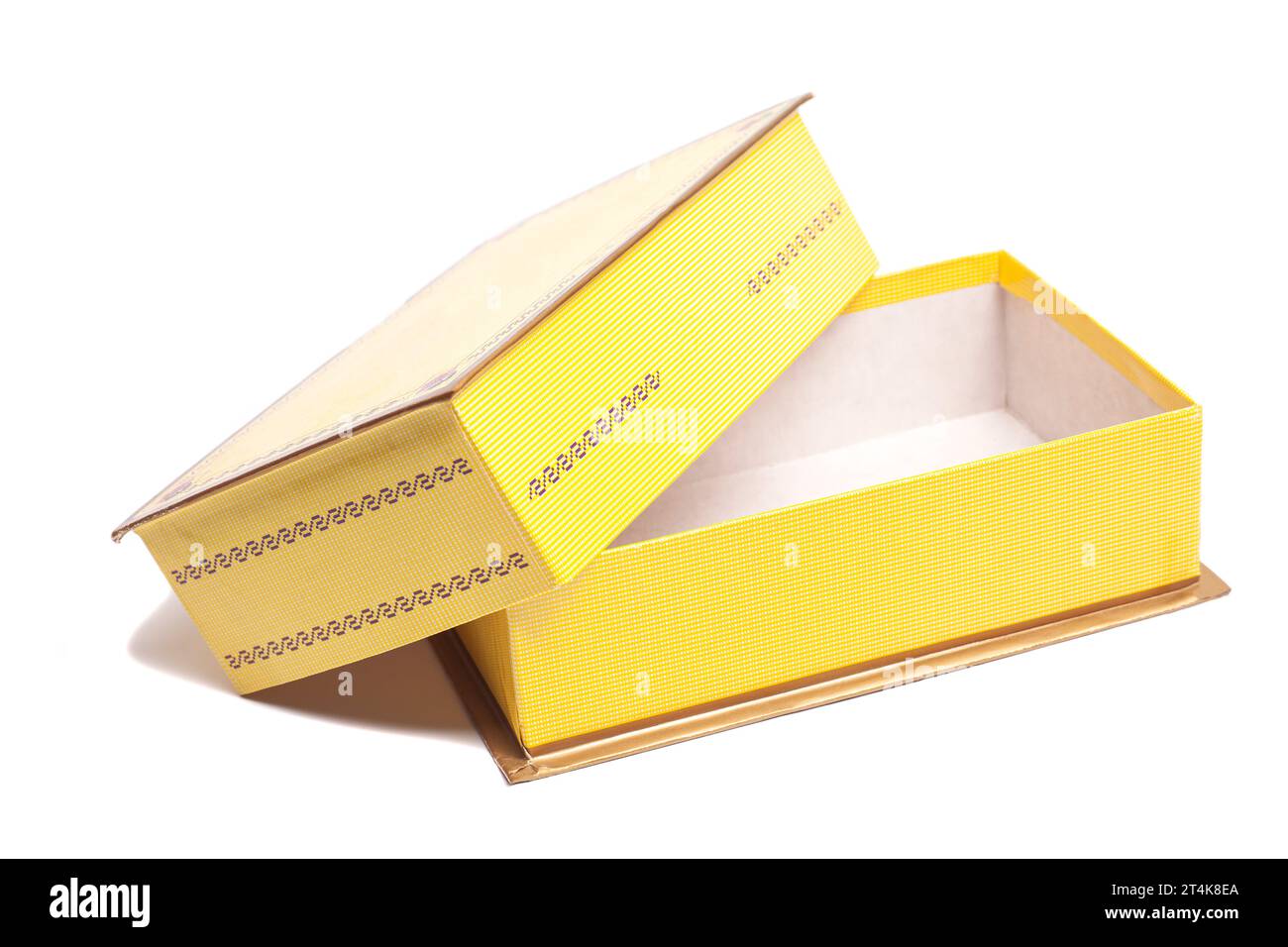 open vintage chocolate box isolated on white background Stock Photo - Alamy