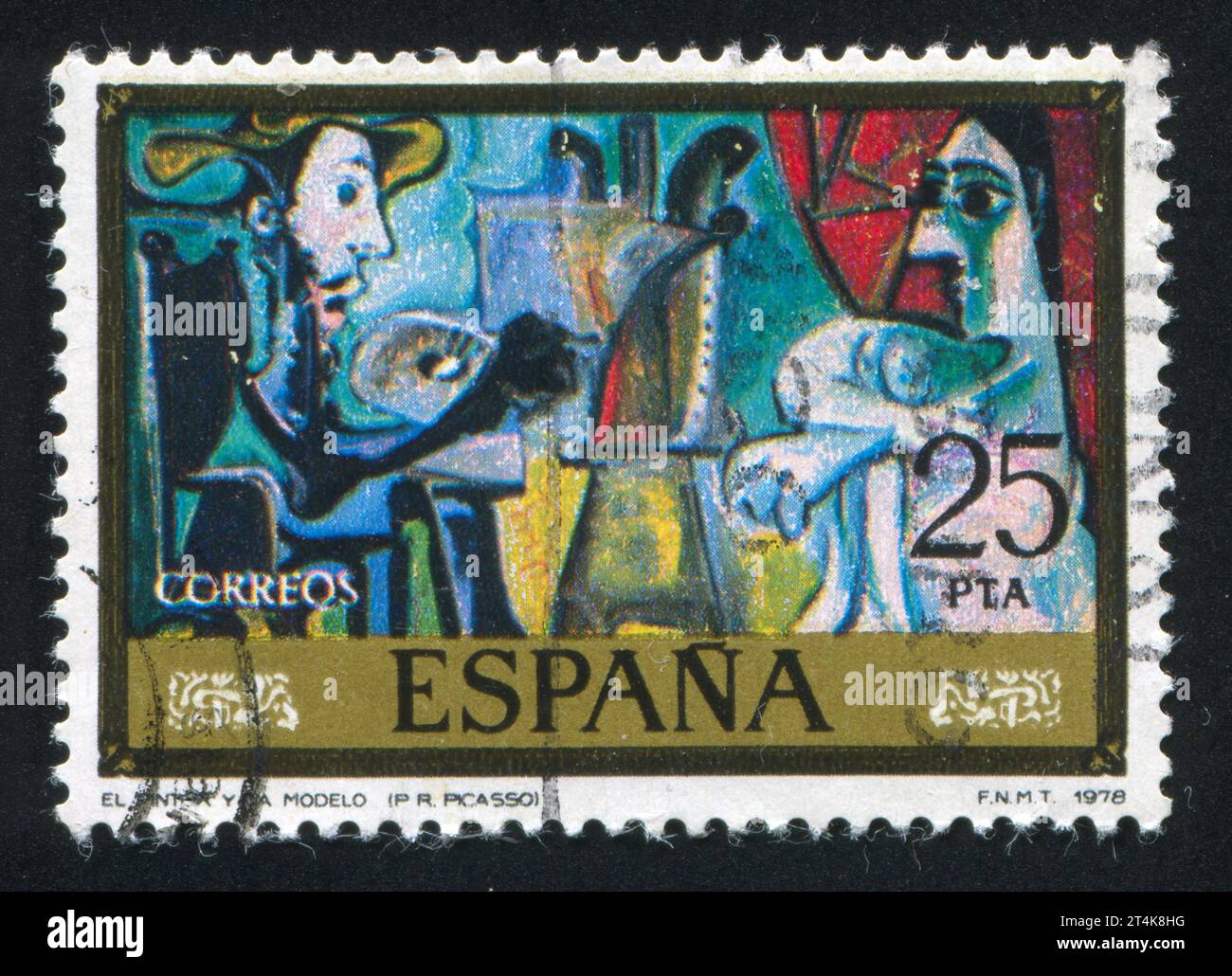 SPAIN - CIRCA 1978: stamp printed by Spain, shows Artist and model ...