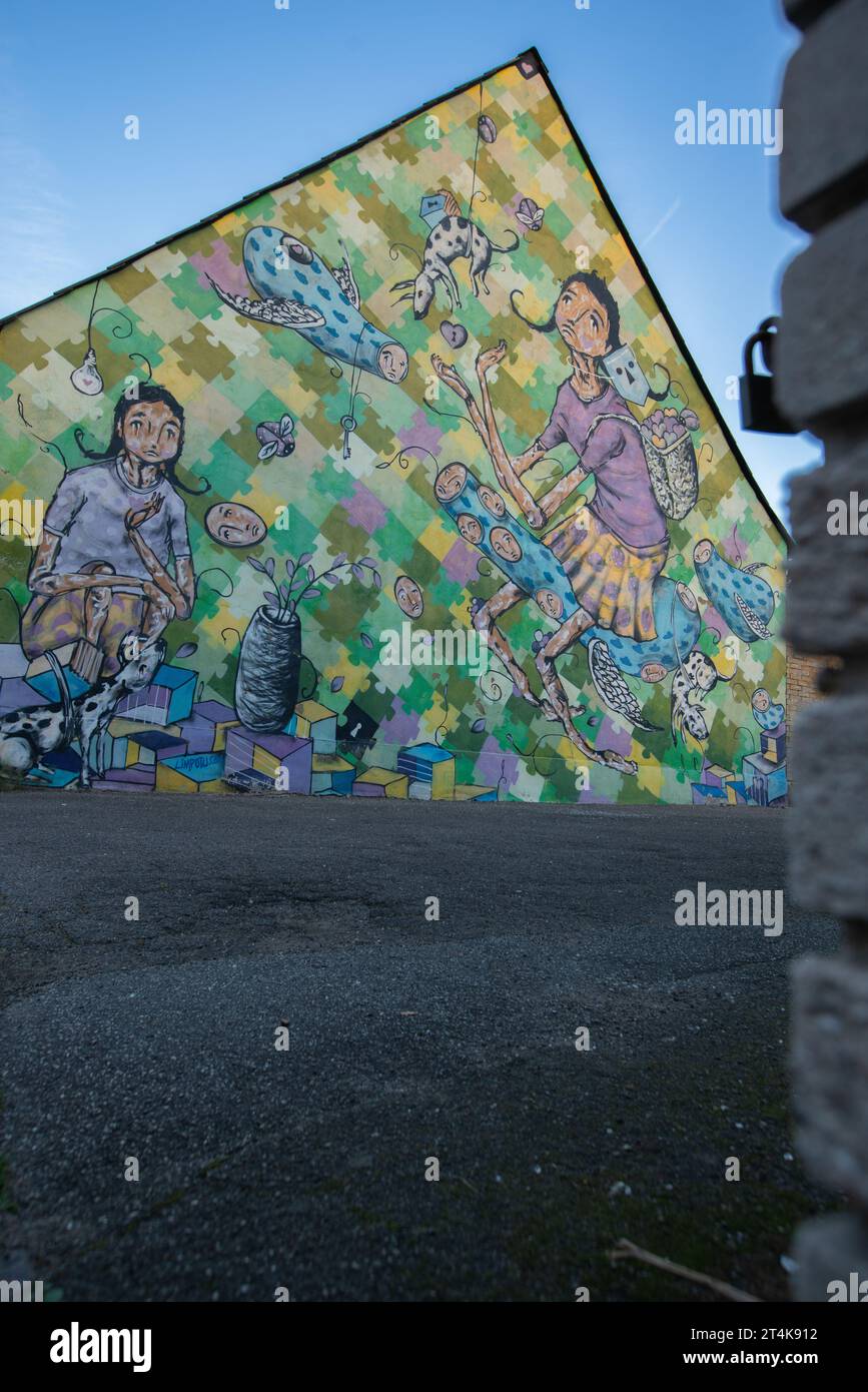 Naestved, Denmark, October 18th, 2023 - Street art graffiti wall on ...