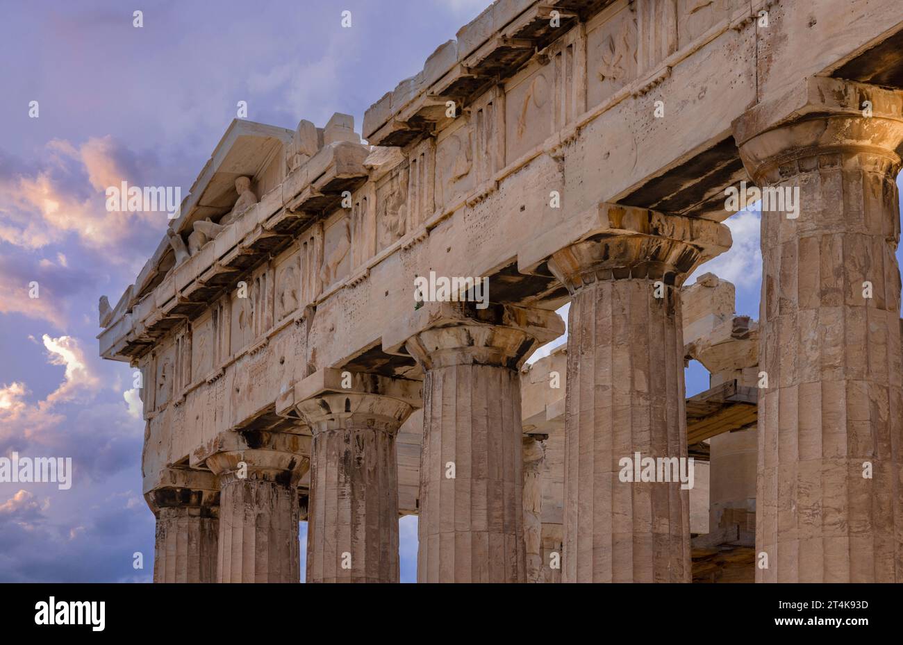 Ancient landmark citadel Acropolis of Athens seen from the Hill of the ...