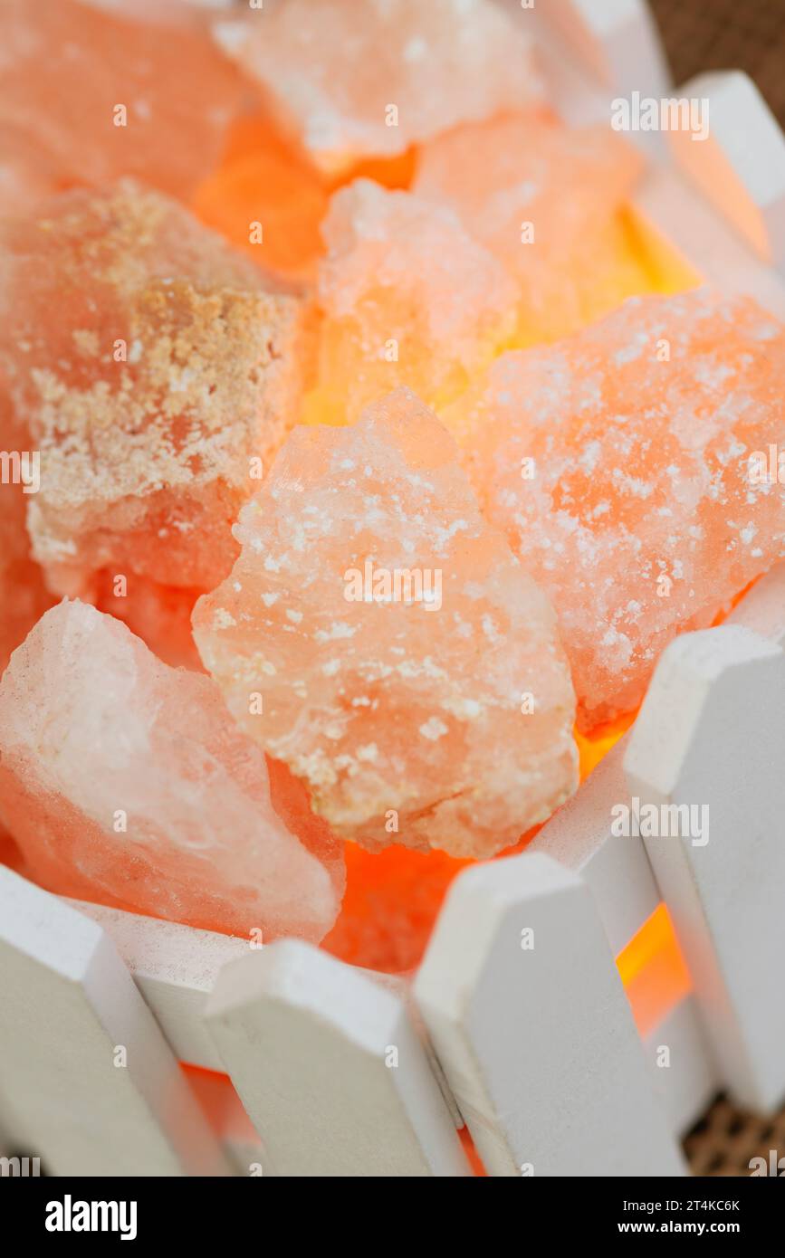 Turned on Himalayan Pink Salt Lamp Stock Photo - Alamy