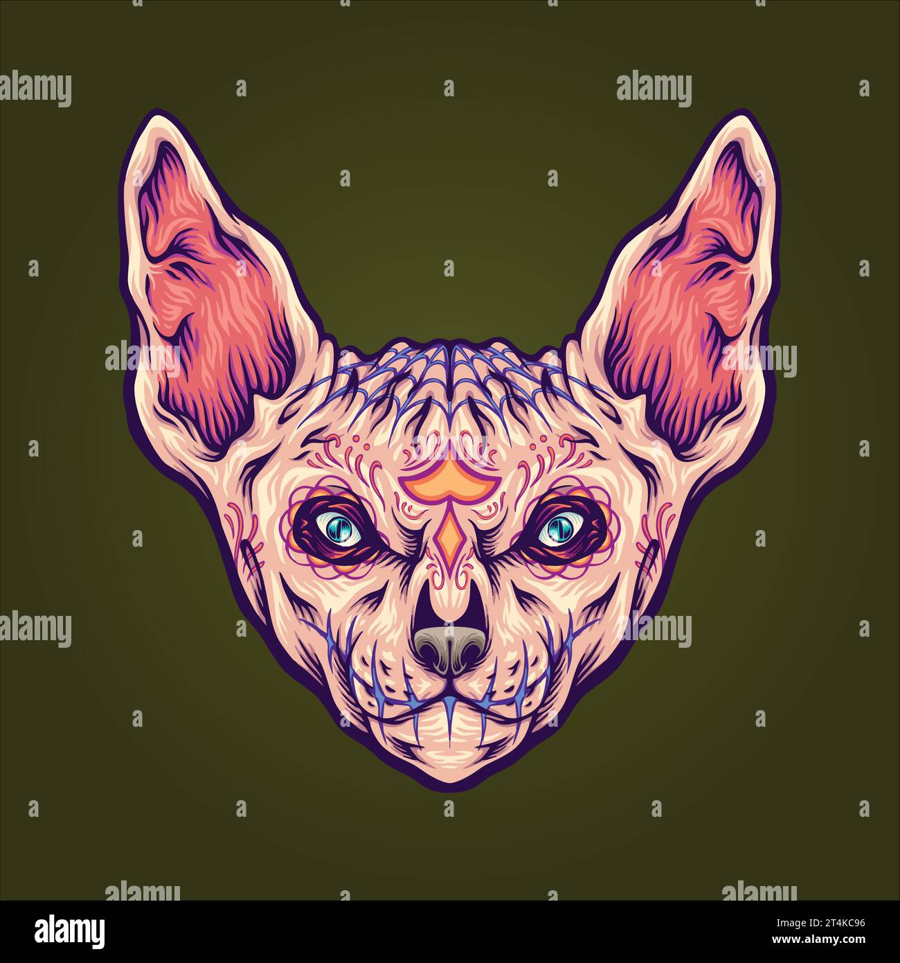 Nightmare creepy bat head vector illustrations for your work logo ...