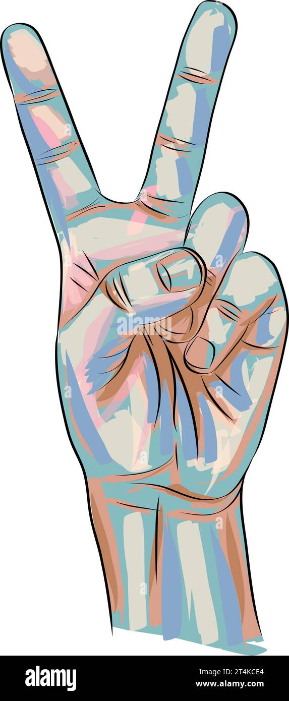 Victory and Peace Gesture Symbol. Hand with two fingers up. Victory ...