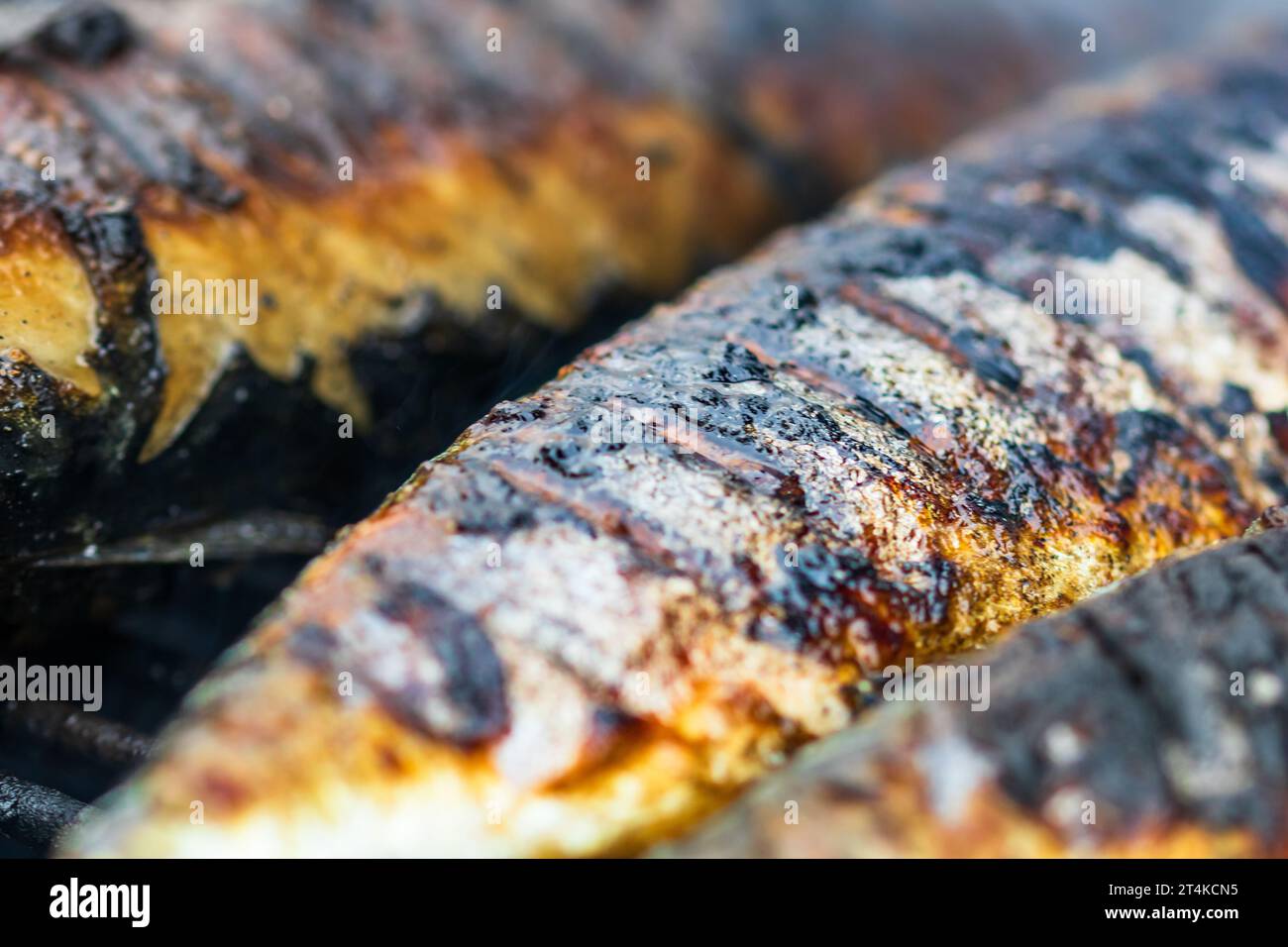Grilled fish on charcoal grill. Fresh fish barbecue Stock Photo - Alamy