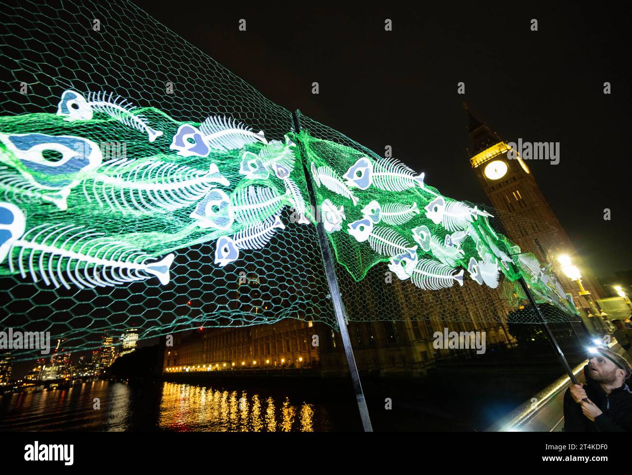 EDITORIAL USE ONLY Representatives from Oceana UK protest outside the ...