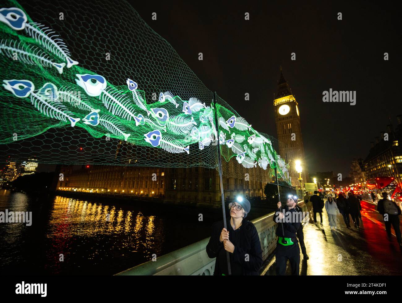 EDITORIAL USE ONLY Representatives from Oceana UK protest outside the ...