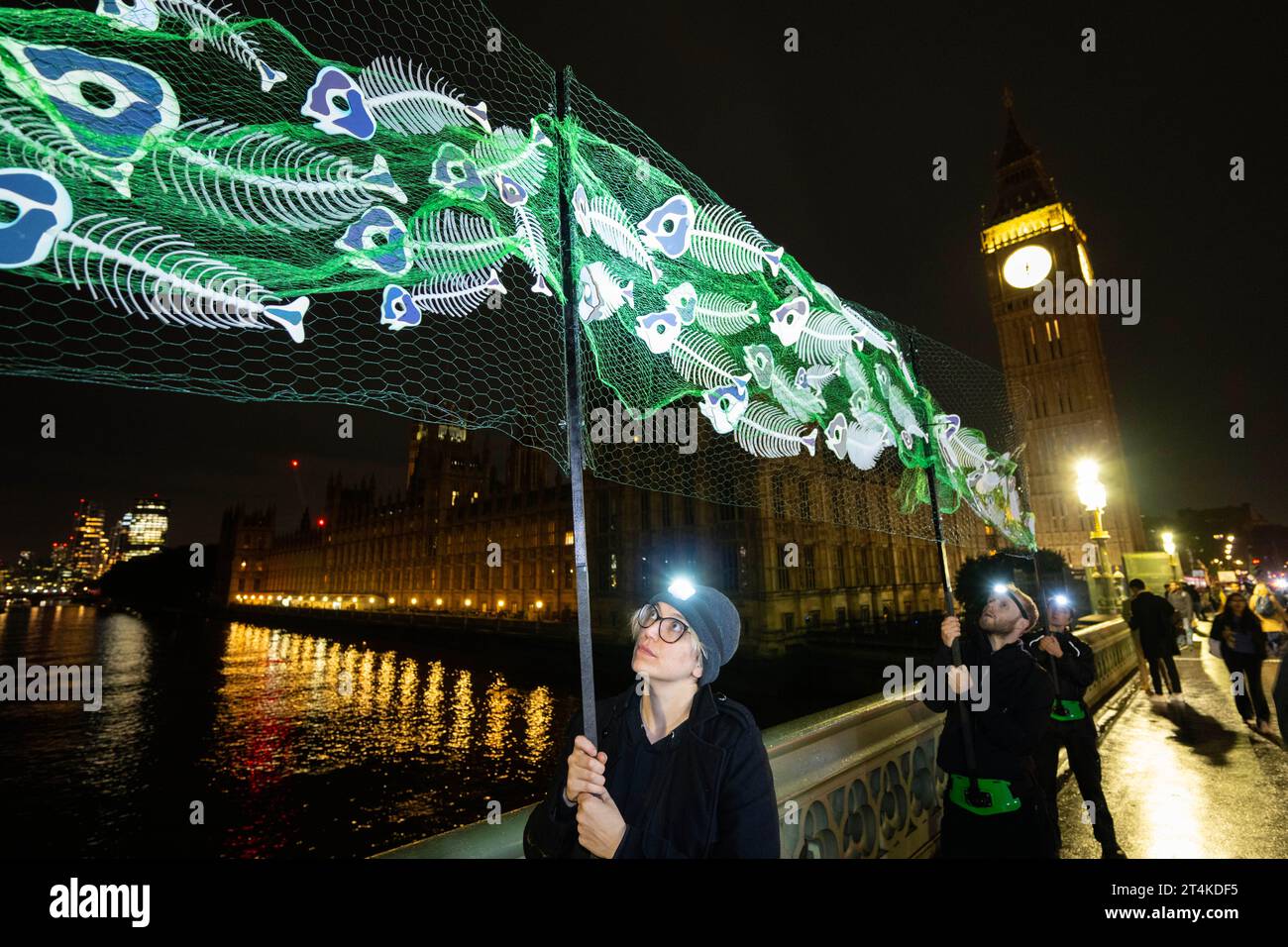 EDITORIAL USE ONLY Representatives from Oceana UK protest outside the ...