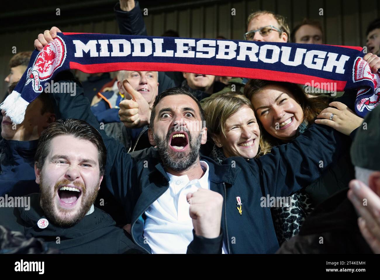 Middlesbrough fans in the stands ahead of the Carabao Cup fourth round ...