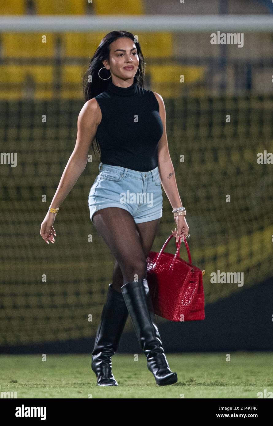 Georgina Rodriguez walks on the pitch at the end of the SAFF Saudi ...