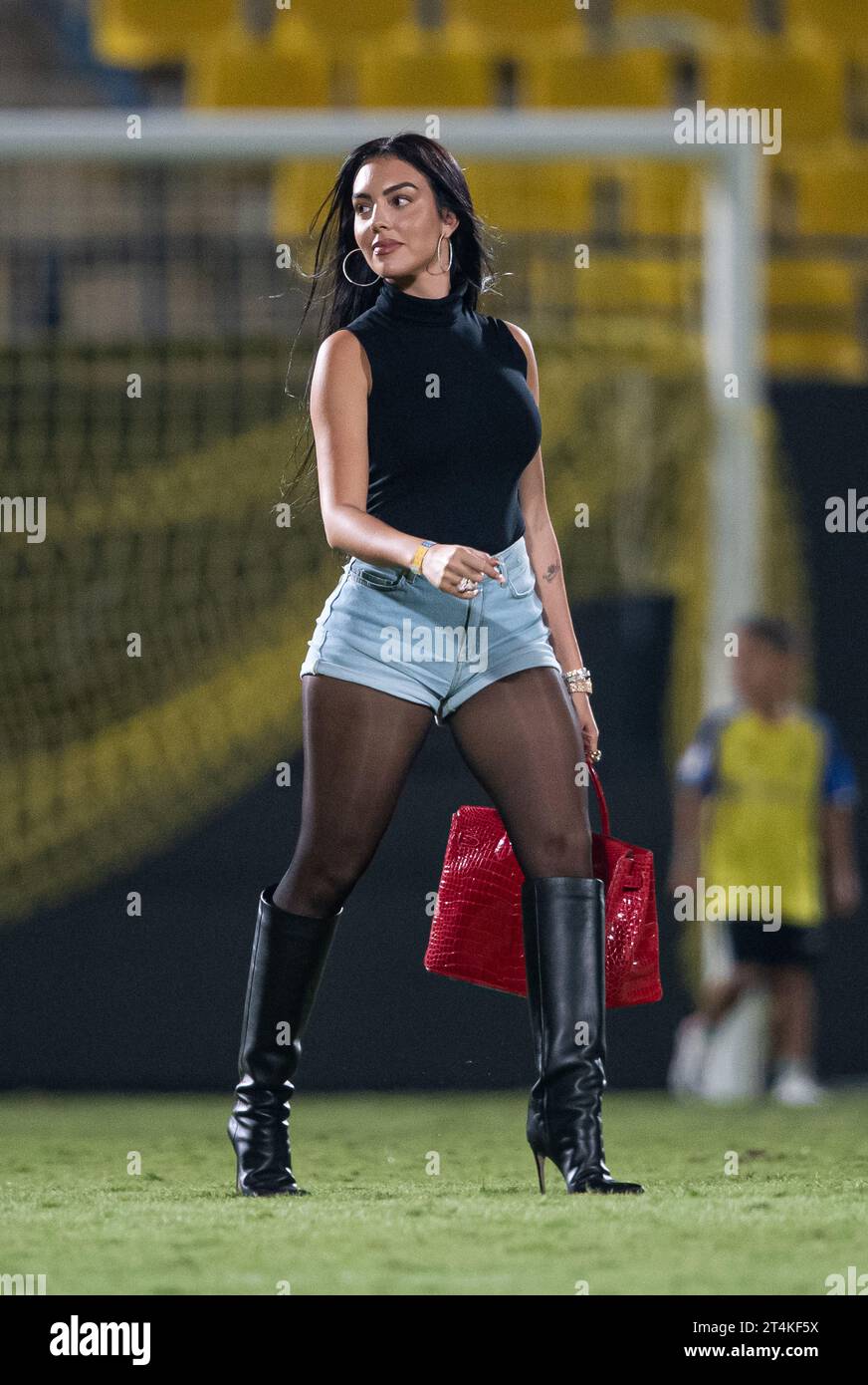 Georgina Rodriguez walks on the pitch at the end of the SAFF Saudi ...