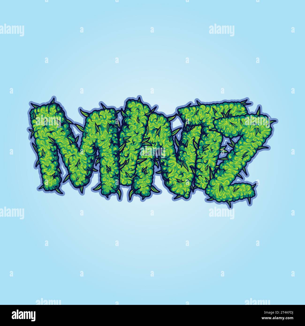 Mintz cannabis strain lettering weed buds vector illustrations for your ...