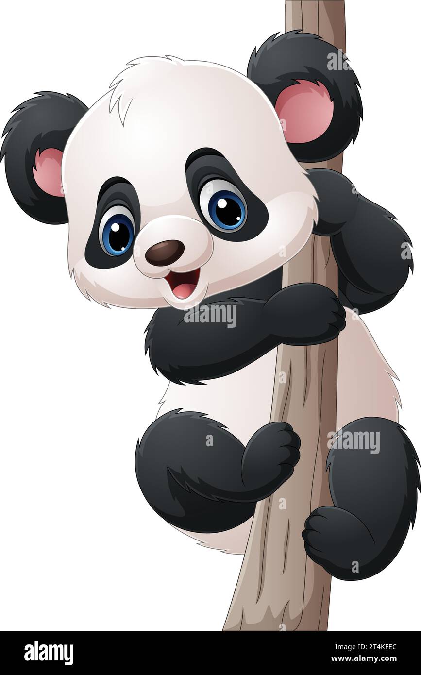 Cartoon little panda on tree branch Stock Vector Image & Art - Alamy