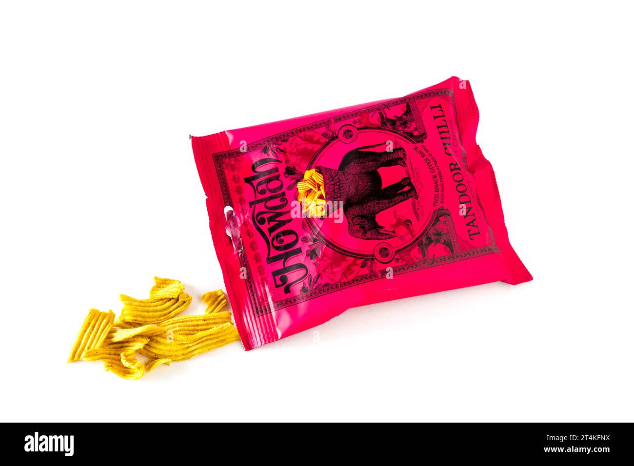 A packet of Howdah Tandoori Chilli flavoured ancient grain chips Stock ...