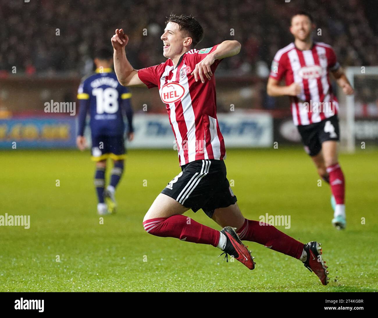 Exeter City's Ryan Trevitt (centre) celebrates scoring their side's ...