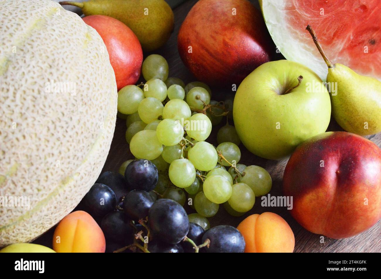 Collection of various fruits on the table Stock Photo - Alamy