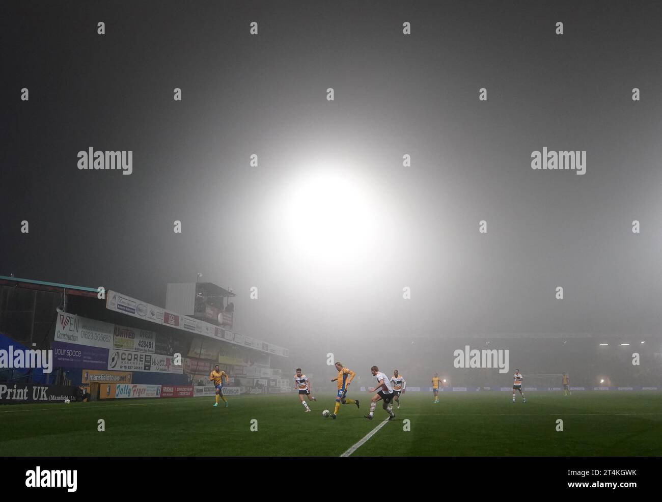 Mansfield Town's Aaron Lewis on the ball during the Carabao Cup fourth ...