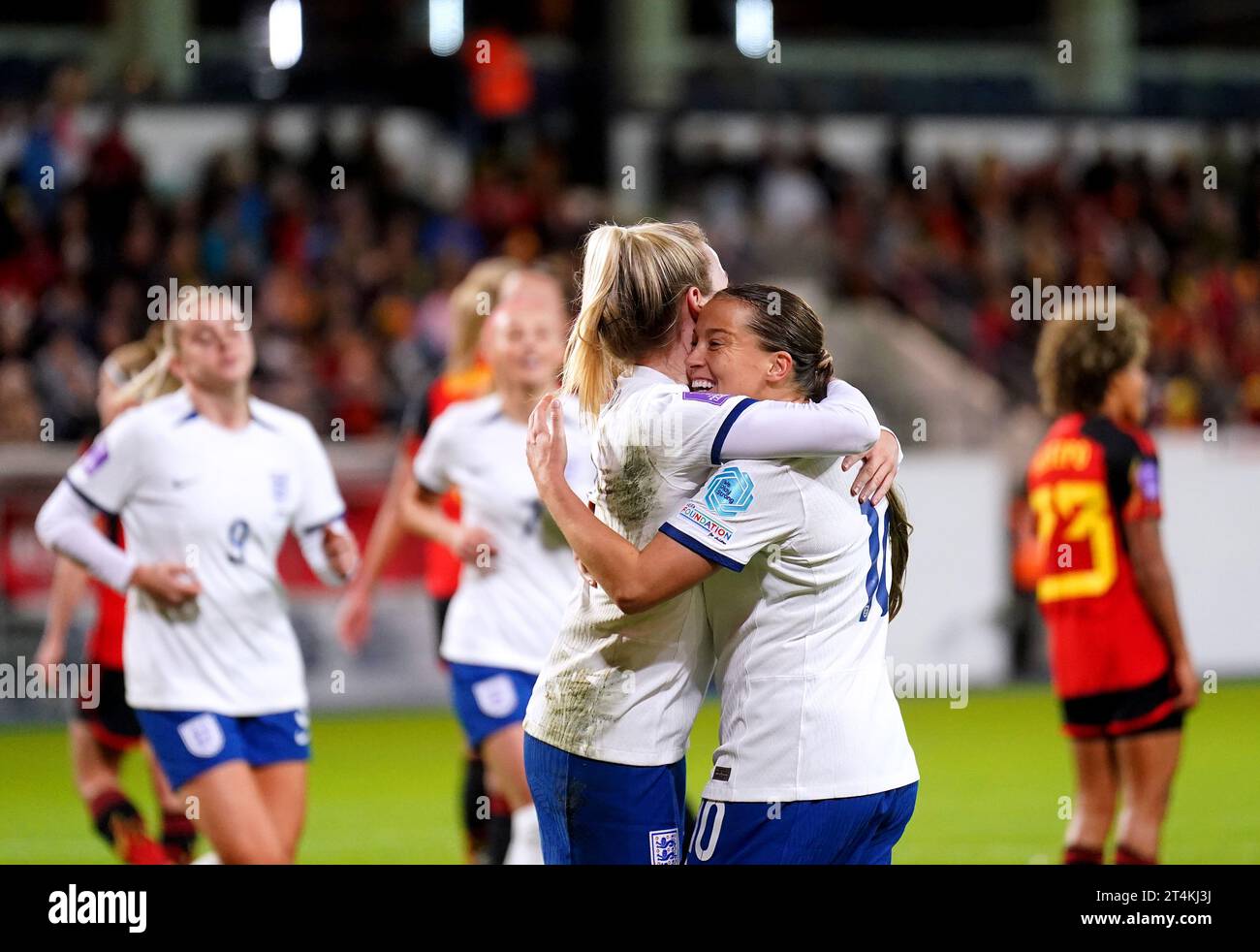 England's Fran Kirby (right) celebrates with team-mate Lauren Hemp ...