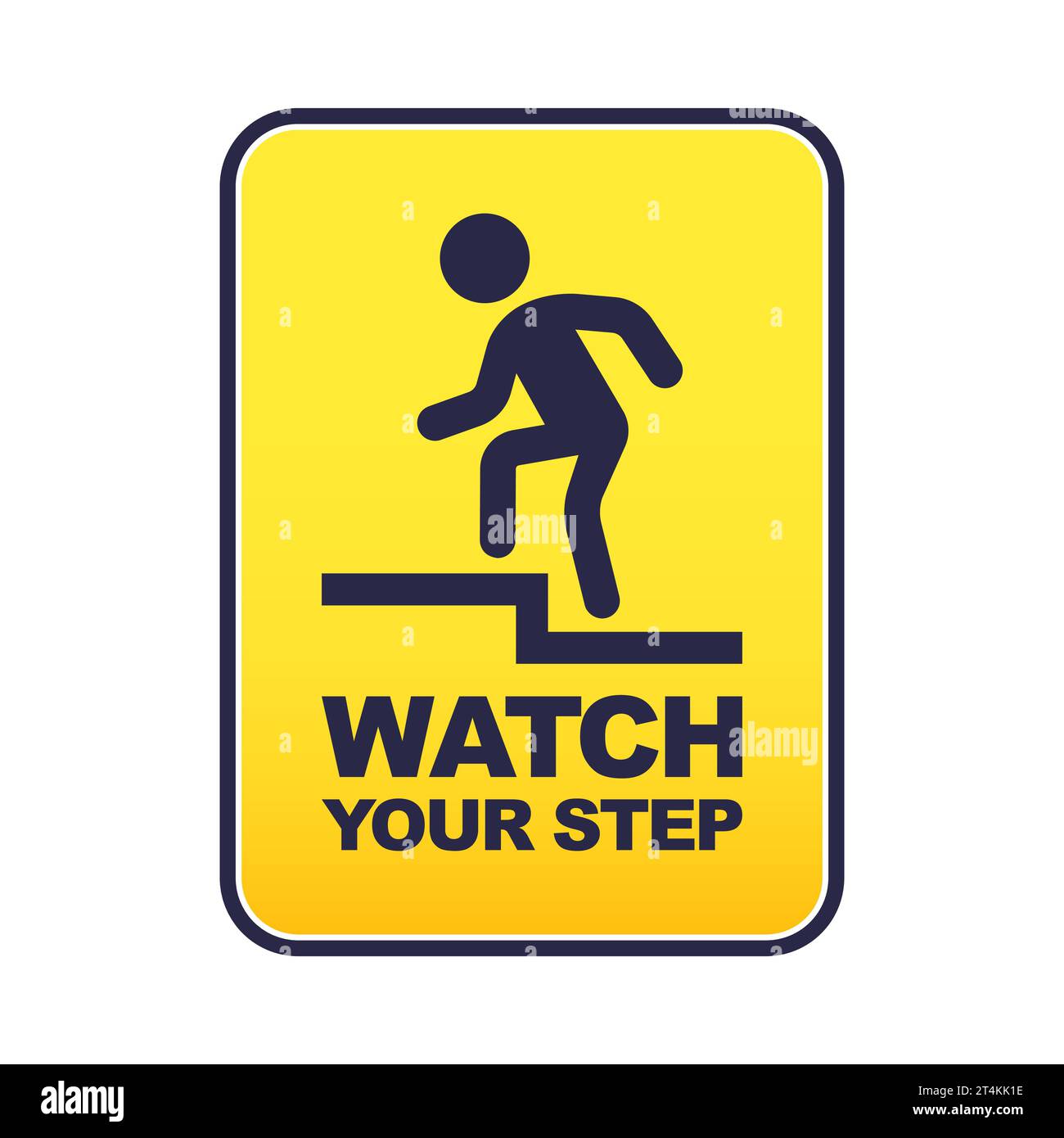 yellow sticker caution step. a man stumbles on the stairs. flat vector ...