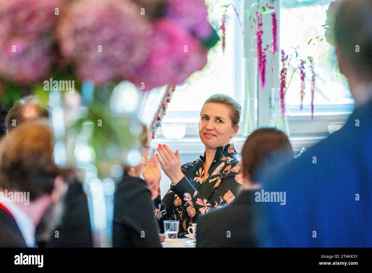 Oslo 20231031.Danish Prime Minister Mette Frederiksen during a lunch ...